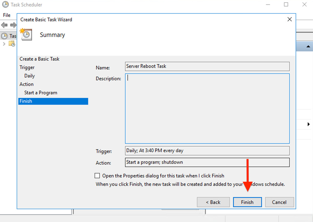 How to schedule a reboot of the Windows server?