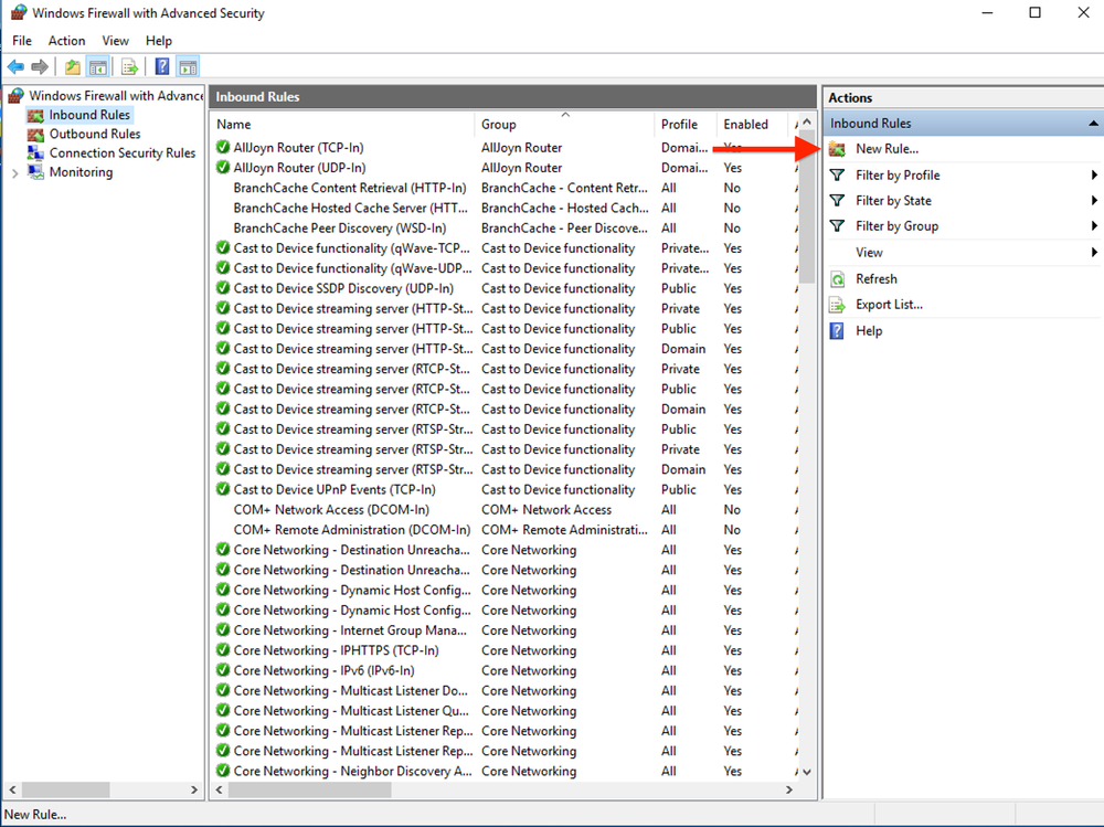 How to enable a port in Windows firewall?