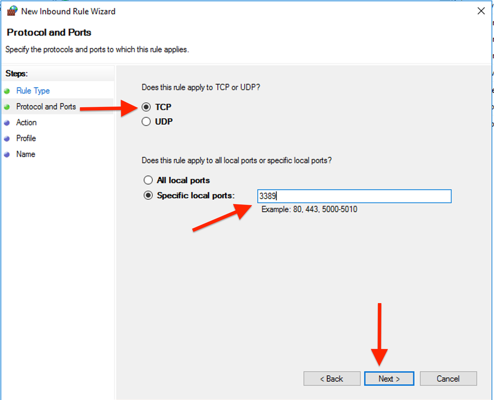 How to enable a port in Windows firewall?