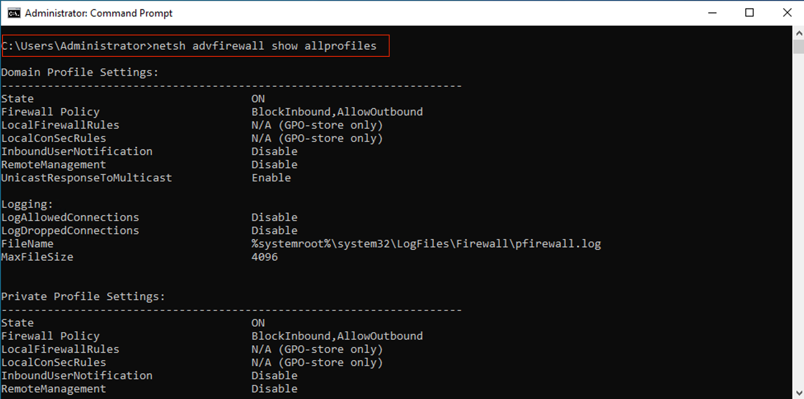 How to disable/enable Firewall in Windows Server?