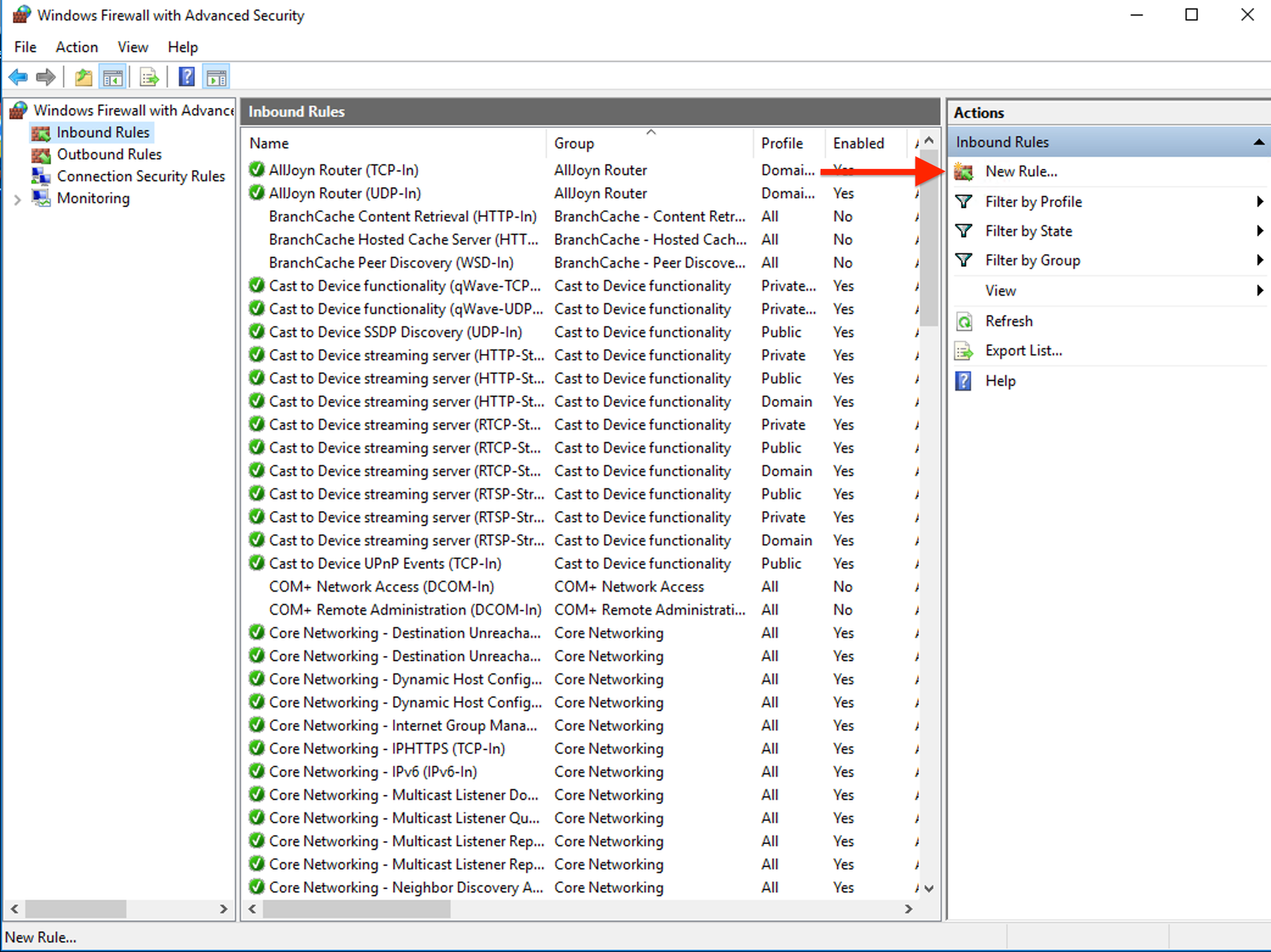 How to enable a port in Windows firewall?