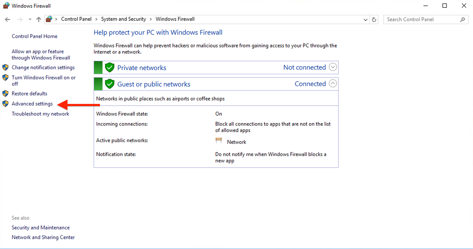 How to block a port in a Windows firewall?
