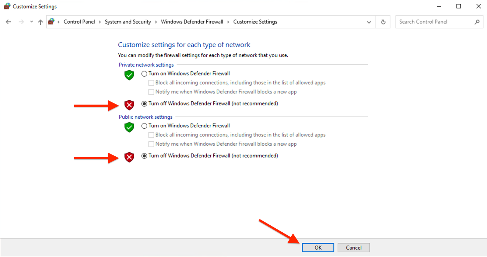 How to disable/enable Firewall in Windows Server?