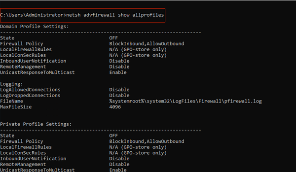 How to disable/enable Firewall in Windows Server?