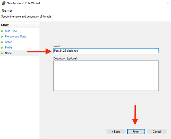 How to block a port in a Windows firewall?