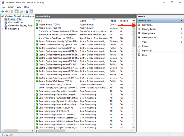How to block a port in a Windows firewall?